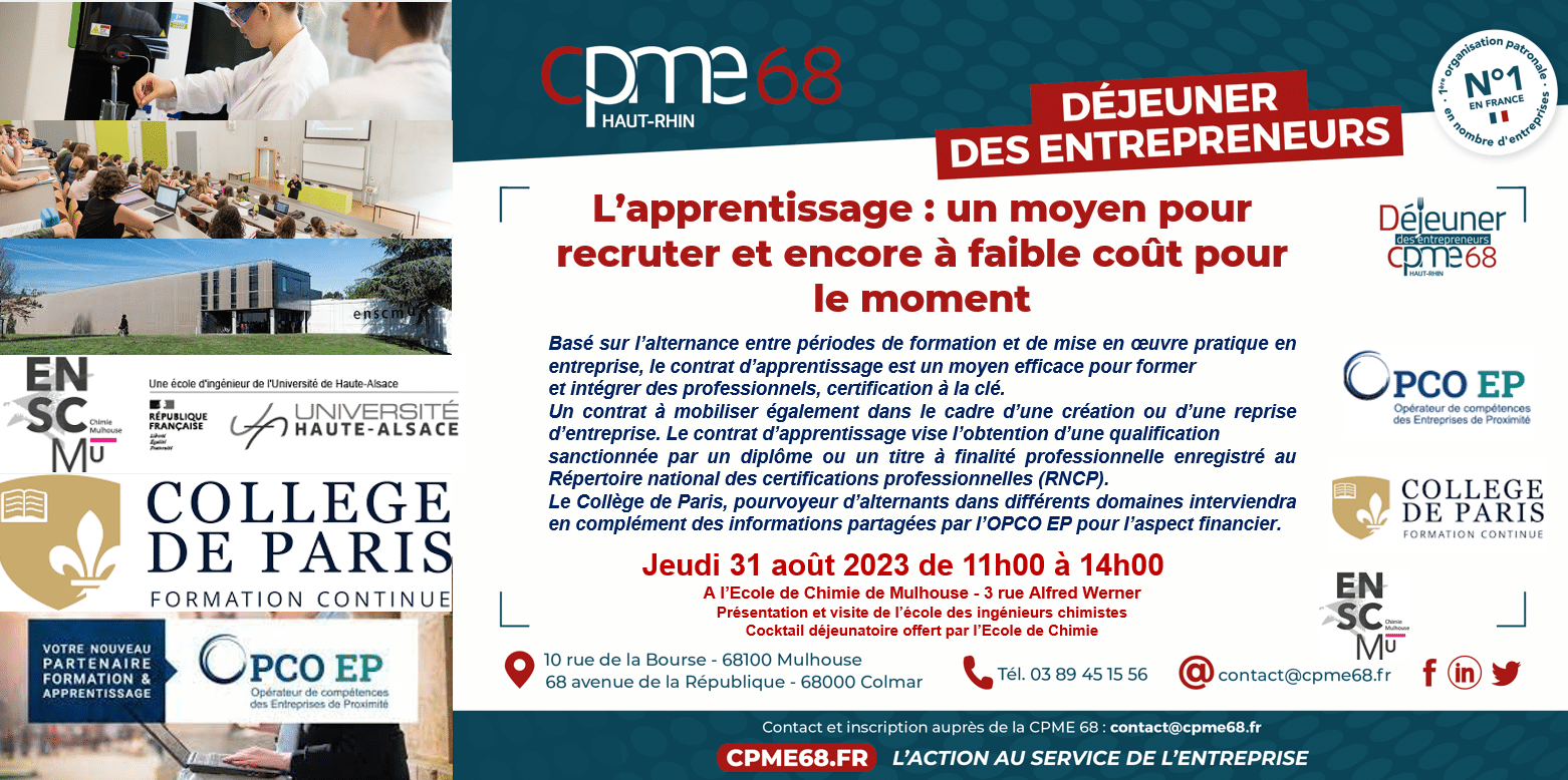 Alternance et apprentissage avec OPCO EP et Collège de Paris Grand Est à l'Ecole de Chimie de ...