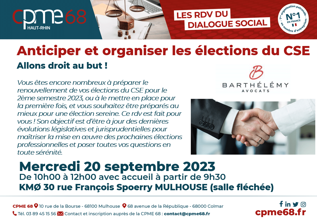 RDV du Dialogue Social : Anticiper et organiser les élections du CSE - CPME 68